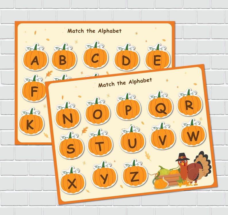 Pumpkin Alphabet Matching Activity, Fall Busy Book Page, Learning ...