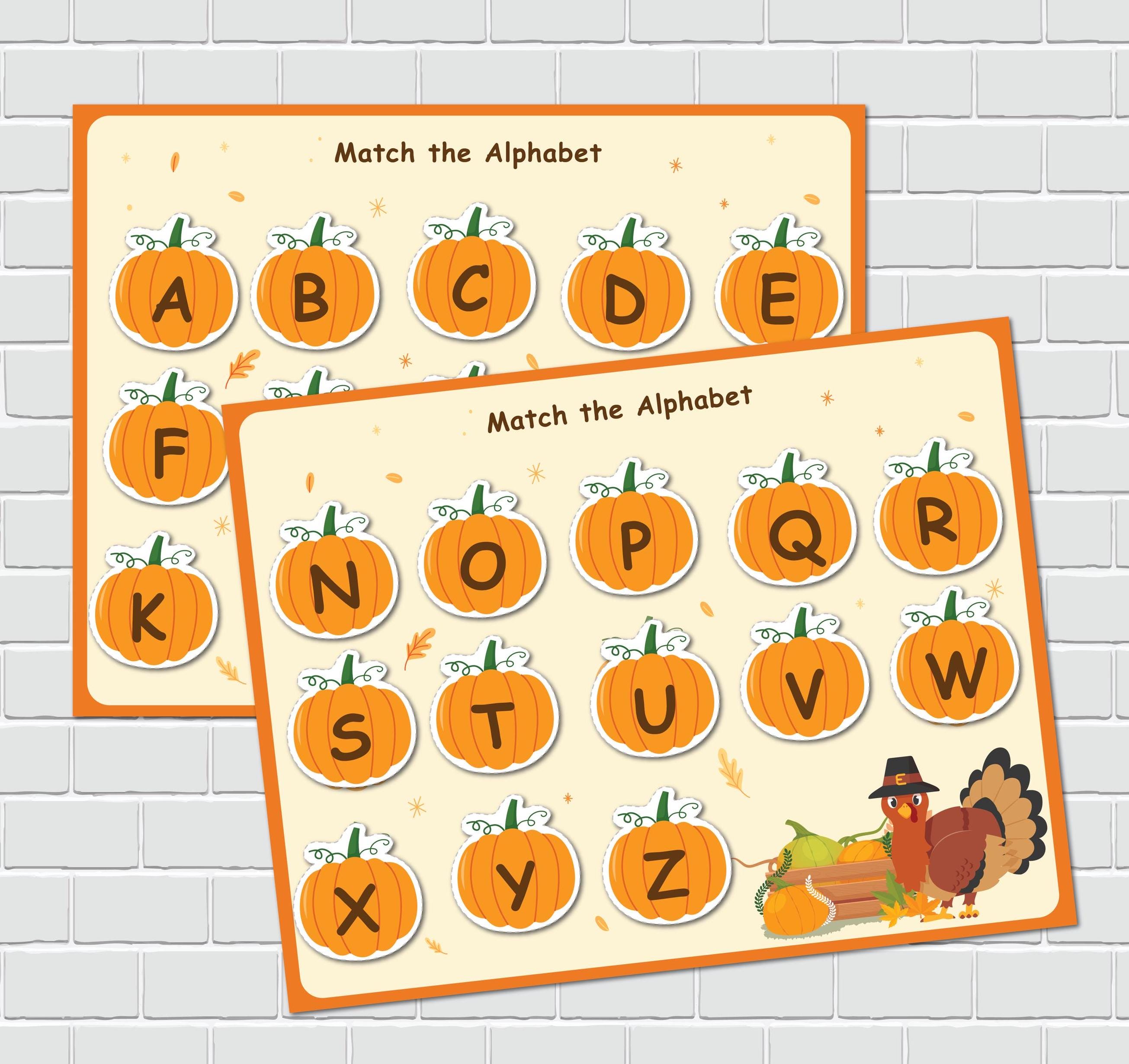 Pumpkin Alphabet Matching Activity, Fall Busy Book Page, Learning ...