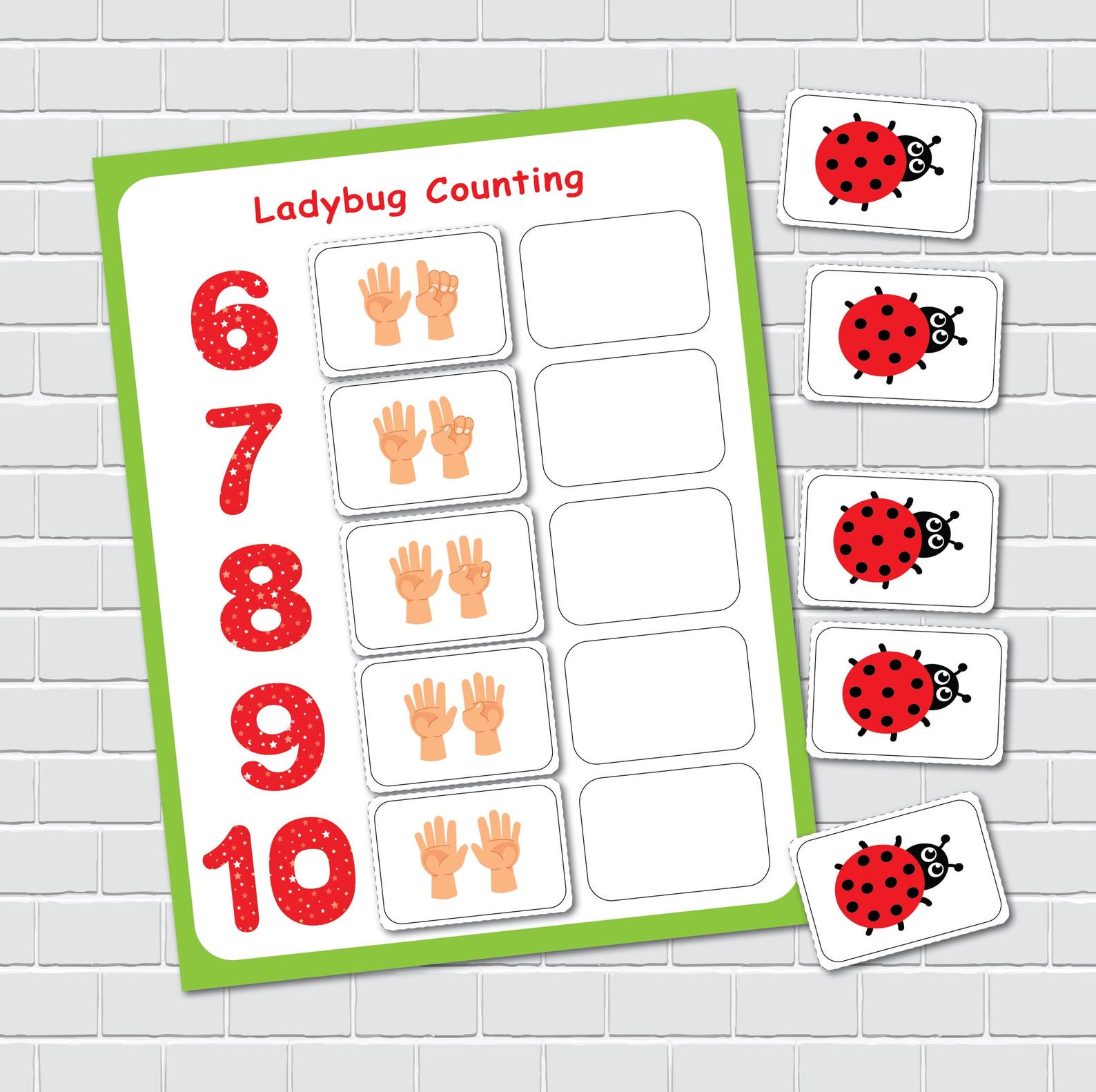 Ladybug Count and Match Activities, Preschool Math,toddler Busy Book ...