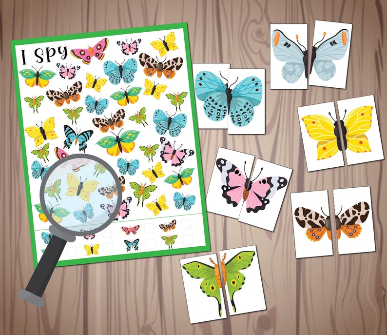 Cartes de symétrie papillon, activité d'espionnage, printemps ...