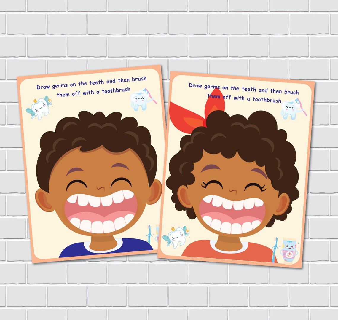 Dental Health Preschool Printable Activity for Kids, Teeth Brushing ...