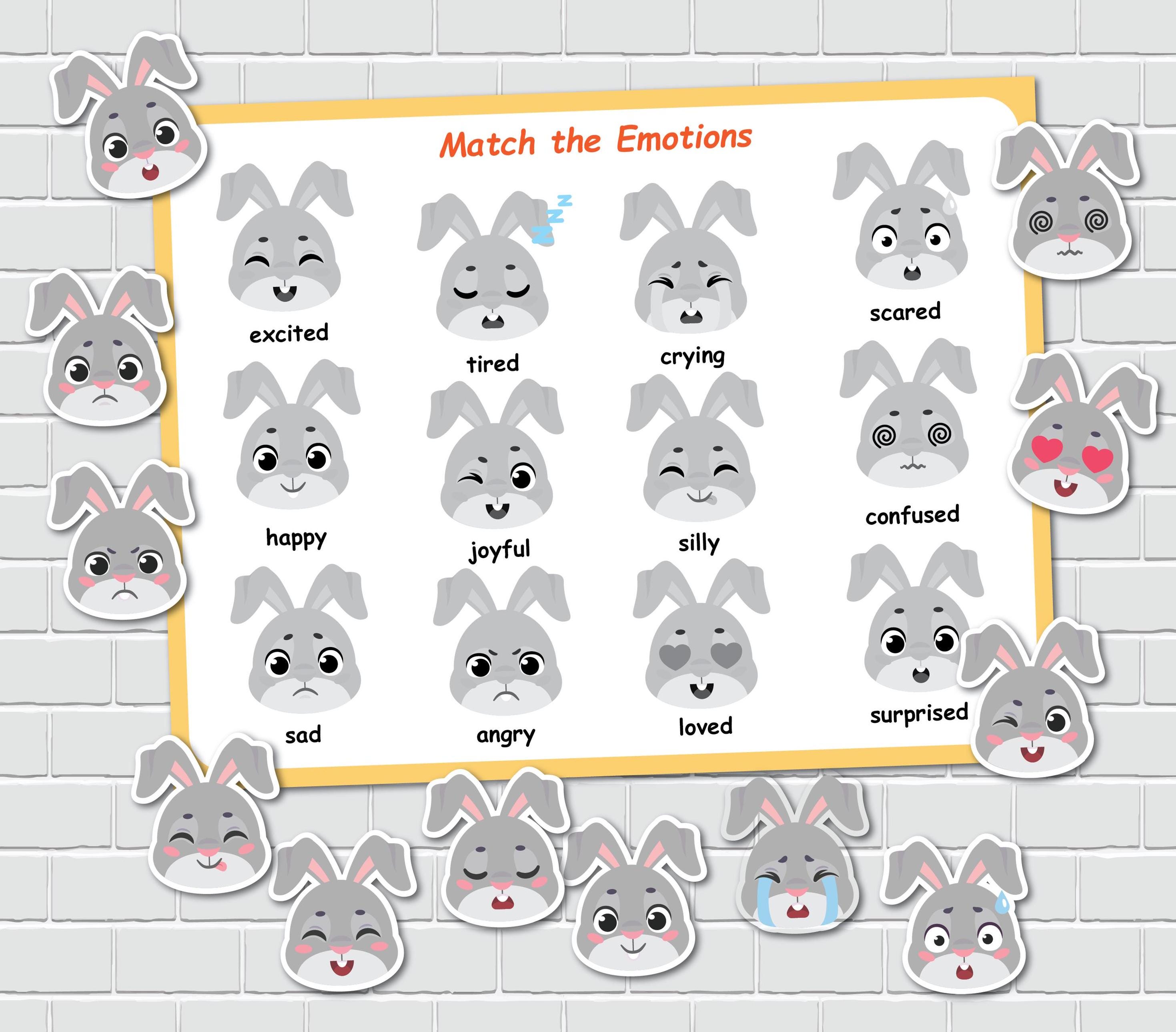 Bunny Emotions Matching Game: Easter Preschool Activity (digital ...
