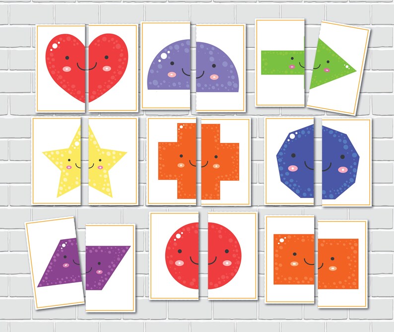 2D Shapes Symmetry Cards Geometric Shapes Matching Game - Etsy