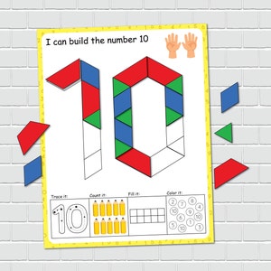 Numbers Pattern Blocks Activity, STEM Challenge Cards for Preschool and ...