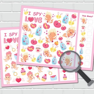 I Spy Valentine's Day, Look and Find Counting Game, Toddler Printables ...