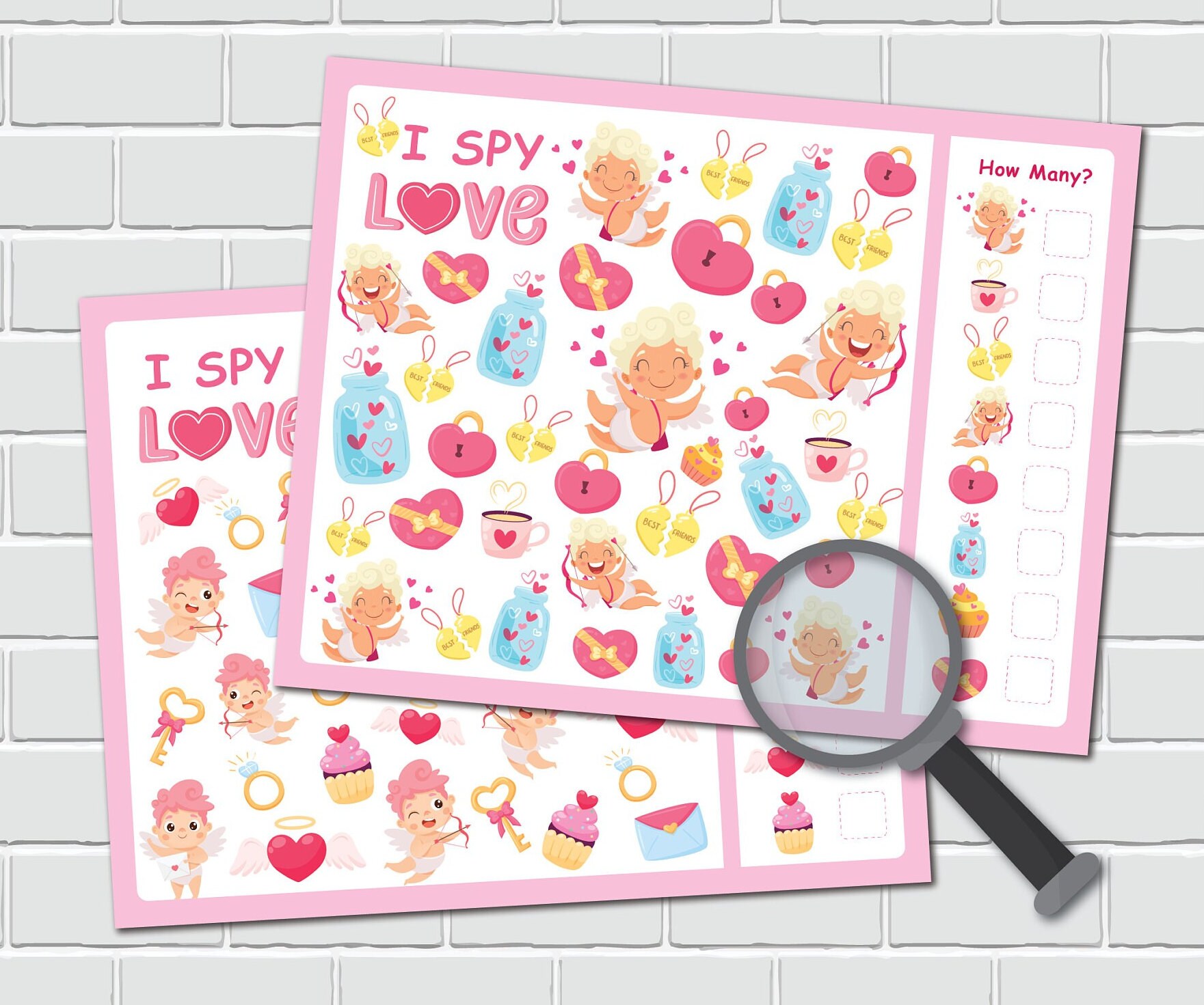 I Spy Valentine's Day, Look and Find Counting Game, Toddler Printables ...