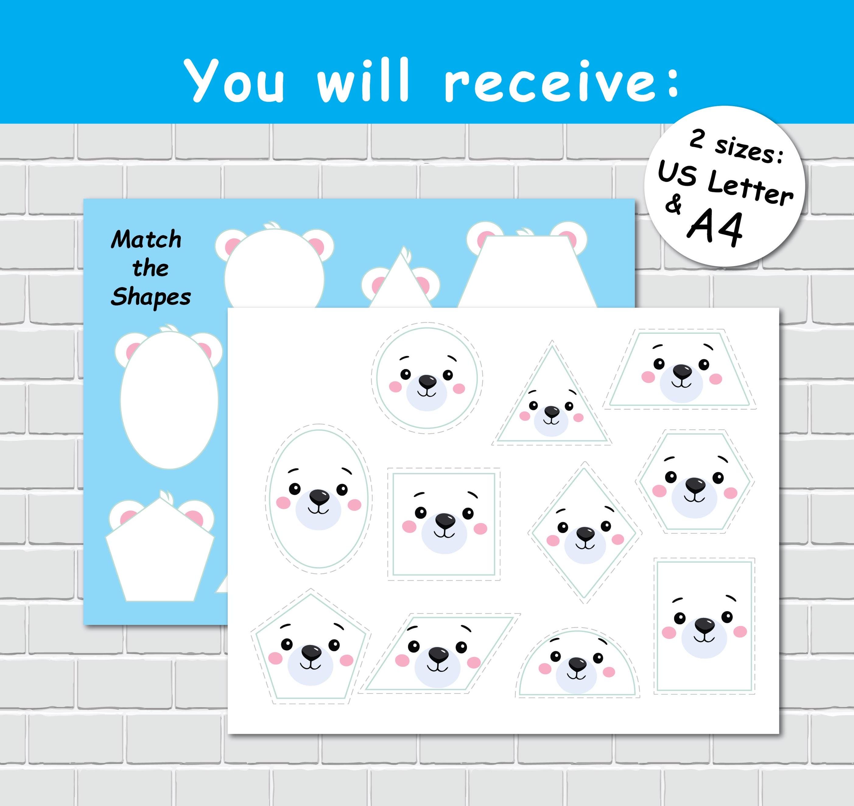 Polar Bear 2D Shapes Matching Activity, Winter Busy Book (digital ...