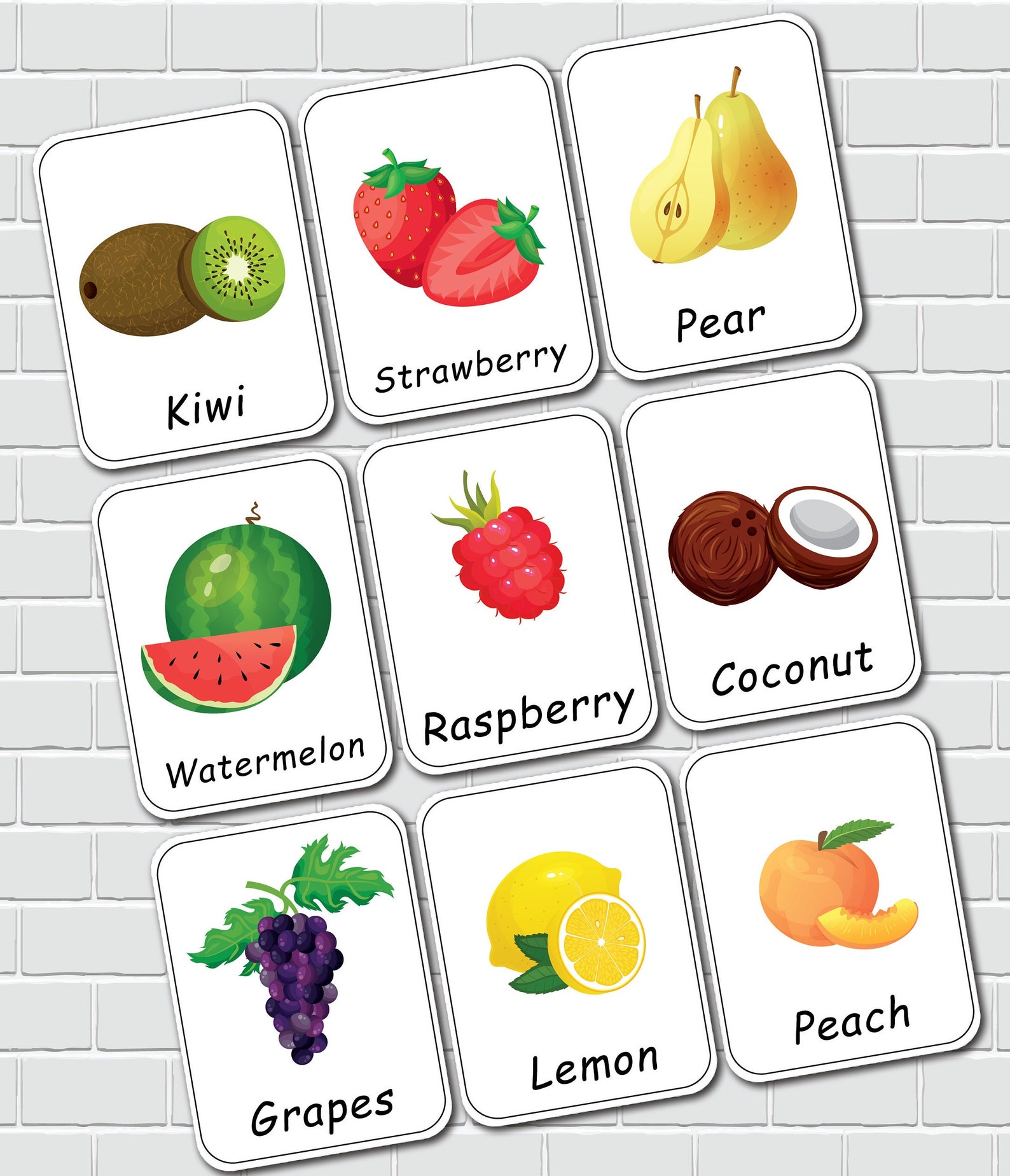 Fruits and Vegetables Flash Cards Toddler Printable Activity Montessori ...