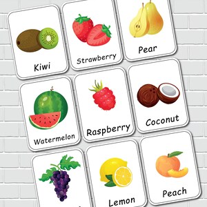 Fruits and Vegetables Flash Cards Toddler Printable Activity Montessori ...