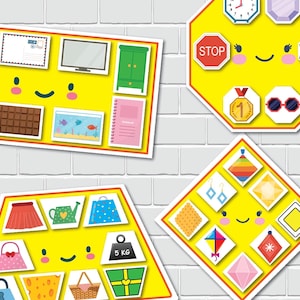 Shapes Matching Activity for Kids, 2D Shapes Sort and Match, Toddler ...