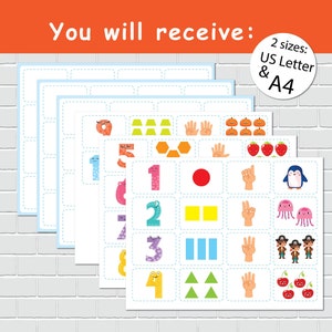 Numbers Matching Activity for Kids, Counting Game, Preschool Math ...