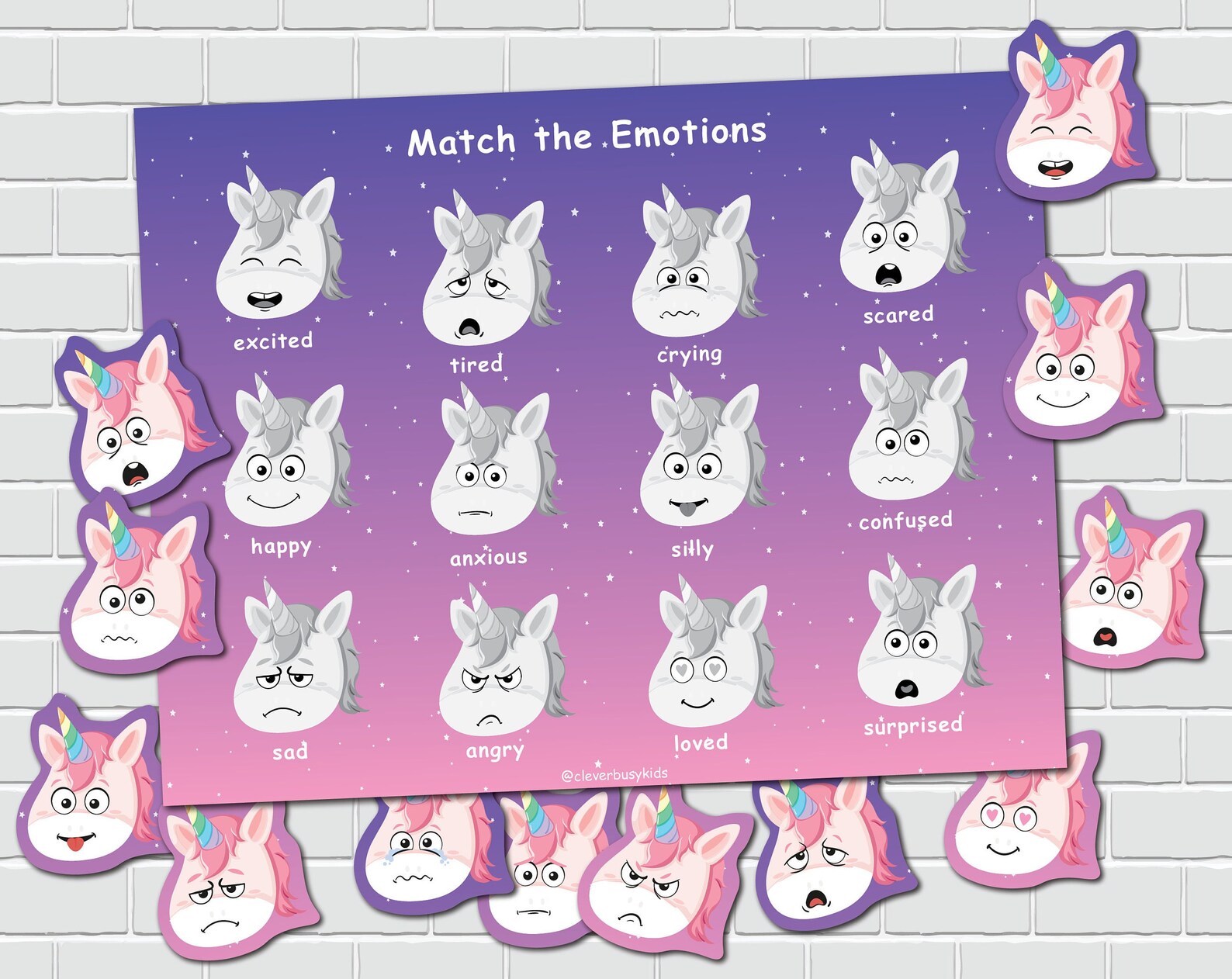 Unicorn Emotions Activity for Kids Toddler Feelings Matching - Etsy