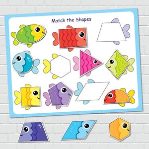 Fish Shape Matching Activity, 2D Shapes, Busy Book Page, File Folder ...