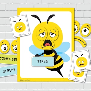 Bee Emotions and Feelings Matching Game, Printable Activity for Kids ...