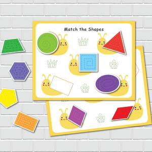 Snails Shape Matching Activity, 2D Shapes, Summer Busy Book Page, File ...