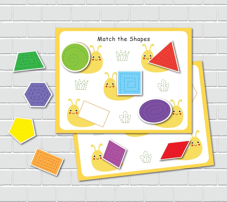 Snails Shape Matching Activity, 2D Shapes, Summer Busy Book Page, File ...