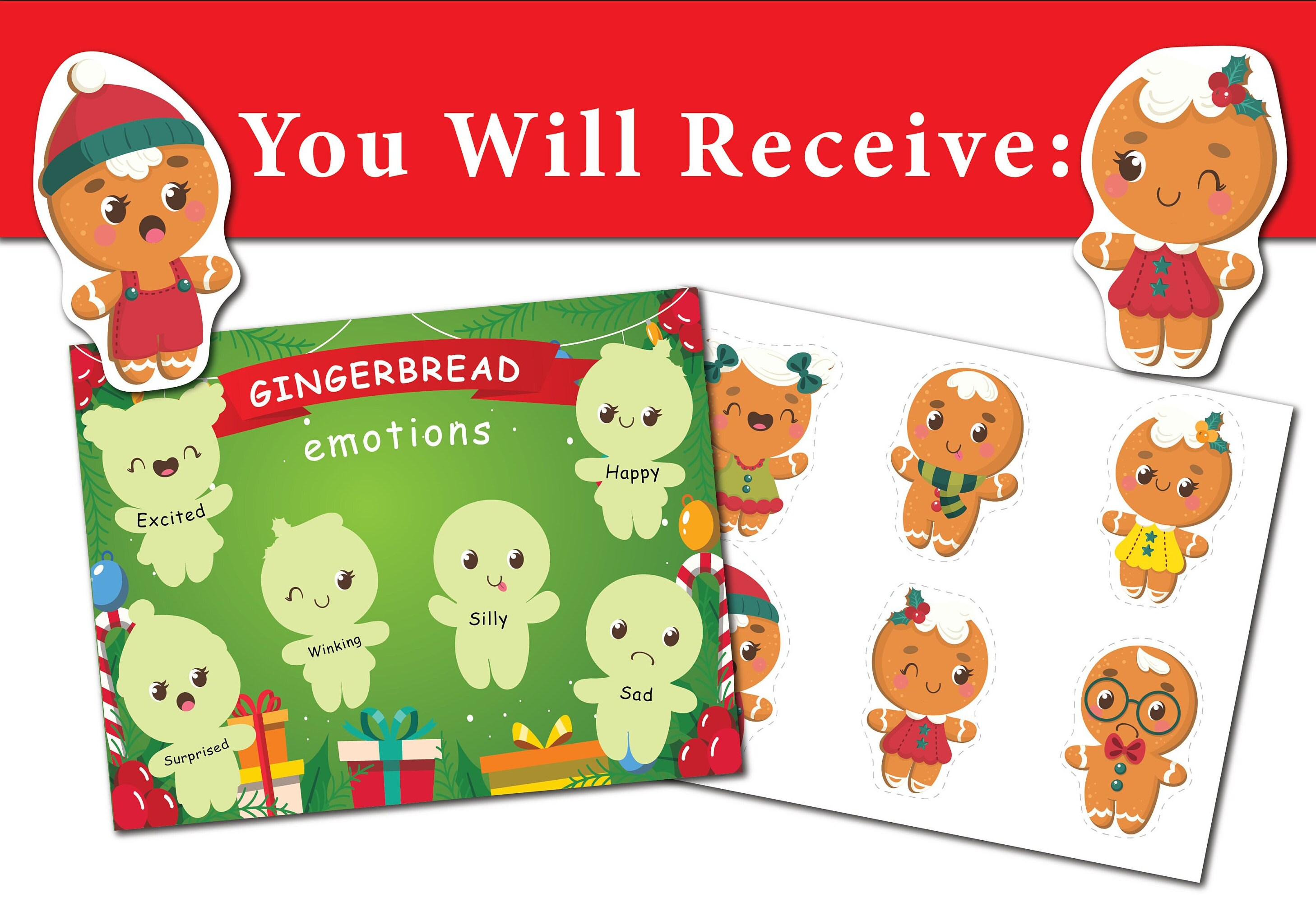 Gingerbread Emotions Printable Activity for Toddler (Download Now) - Etsy