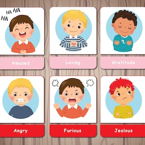 Emotion Flashcards, Kids Feelings Flash Cards, Montessori Printable ...