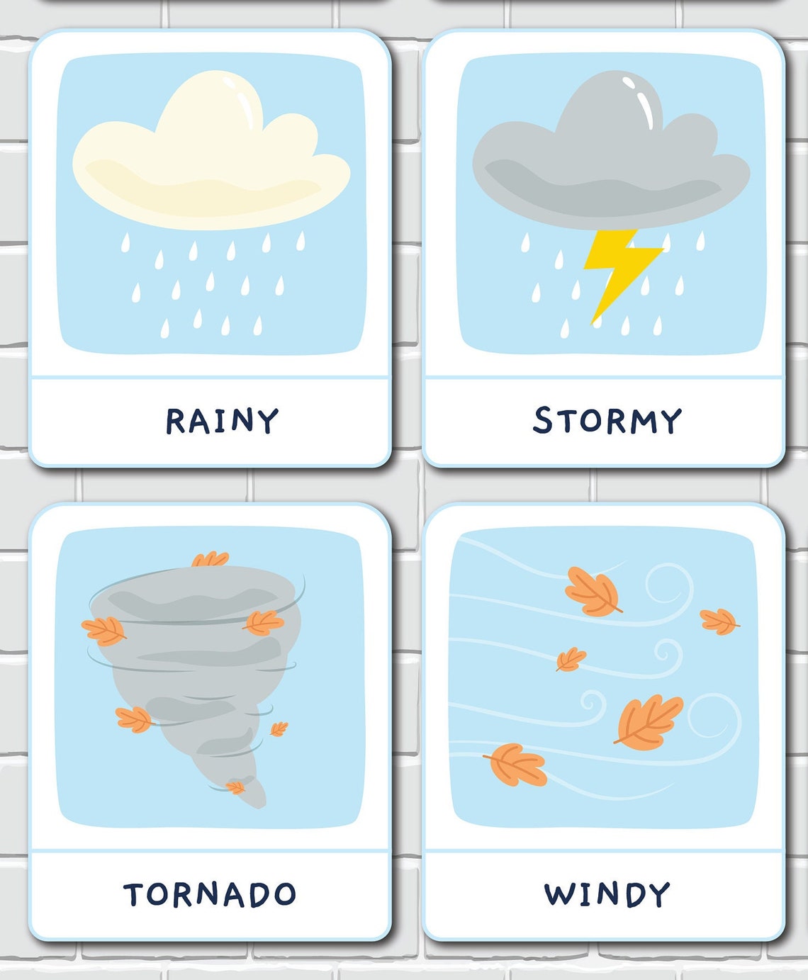 Weather Flash Cards Toddler Printable Activity Montessori - Etsy