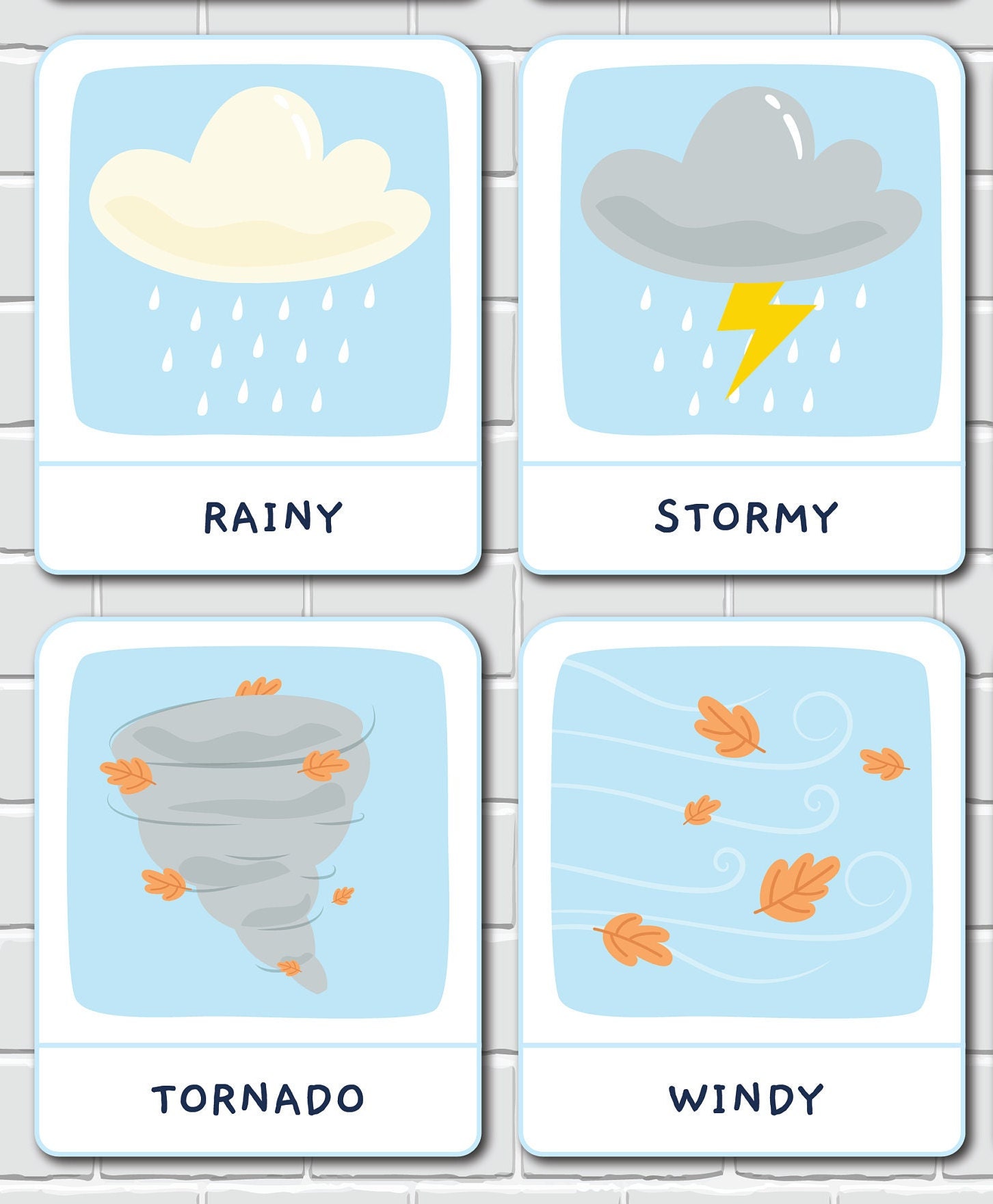 Weather Flash Cards Toddler Printable Activity Montessori - Etsy