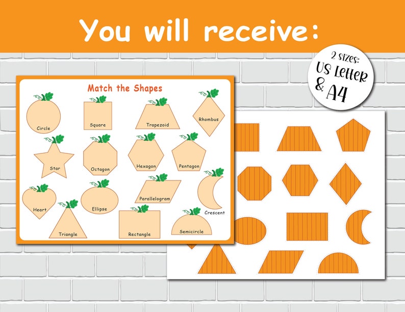 Pumpkin Shapes Matching Activity: Toddler Learning Printable (digital ...