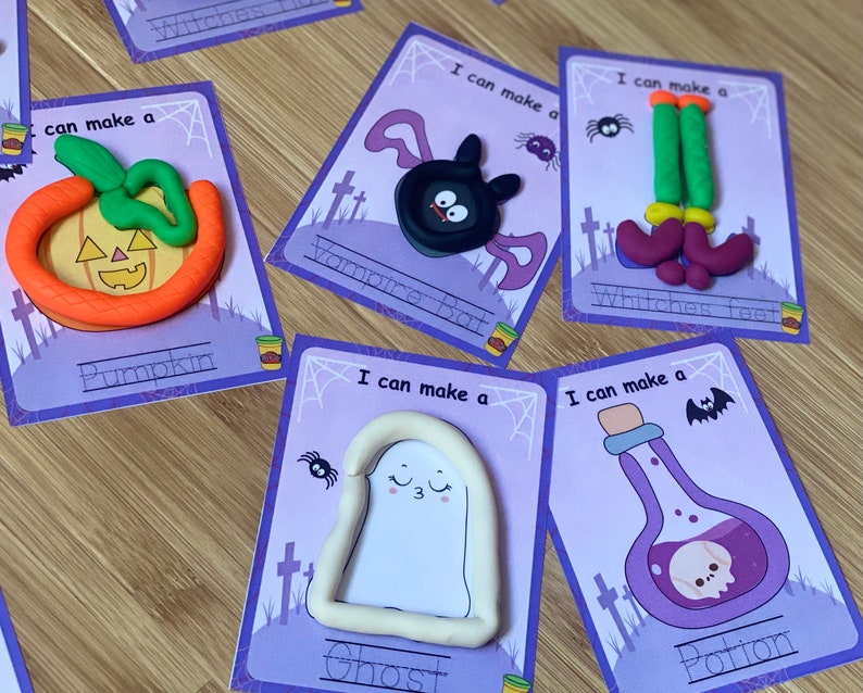Halloween Play Dough Mats Printable Play Doh Preschool - Etsy