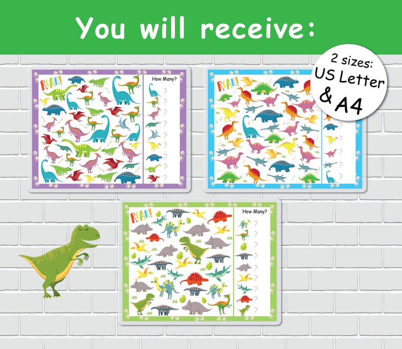 Dinosaurs I Spy Activity Preschool Look and Find Counting - Etsy