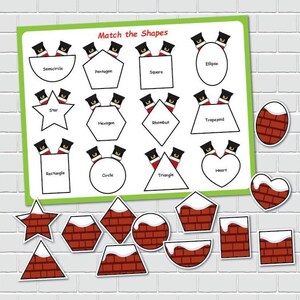 Christmas Shapes Matching Game: Preschool Learning Activity (digital ...