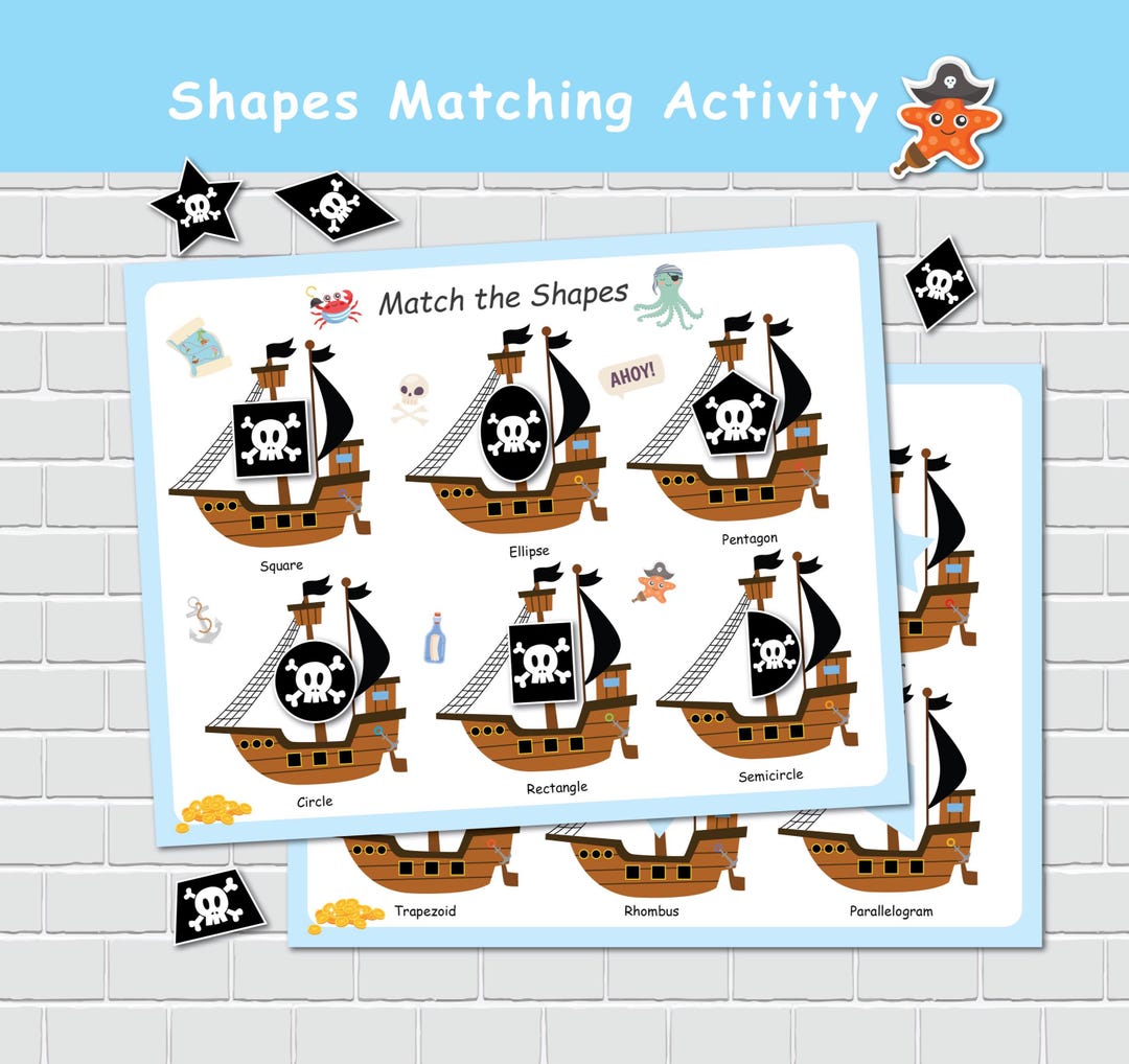 Pirate Ship Shapes Matching Activity, 2D Shapes, Pre-k Learning - Etsy