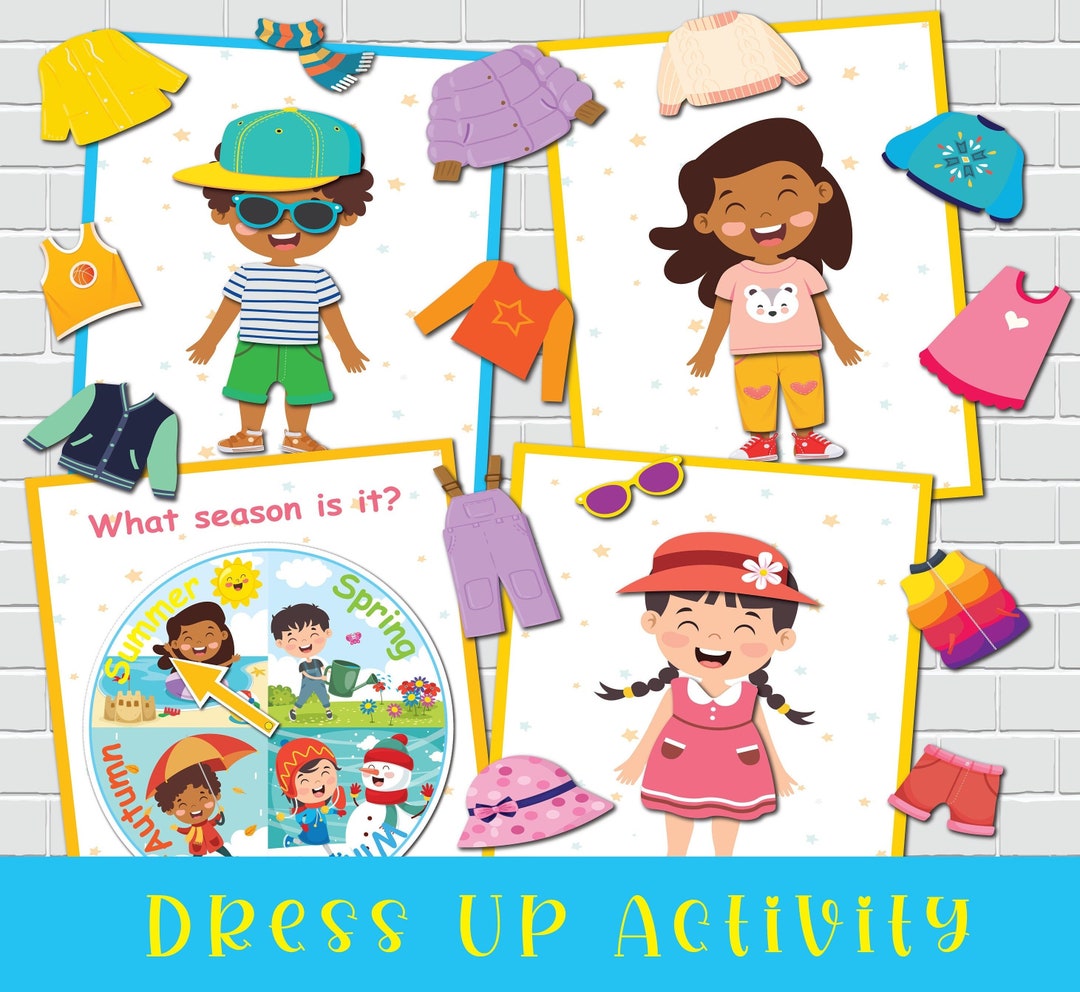 Dress up Printable Activity Four Seasons File Folder Games Toddler ...