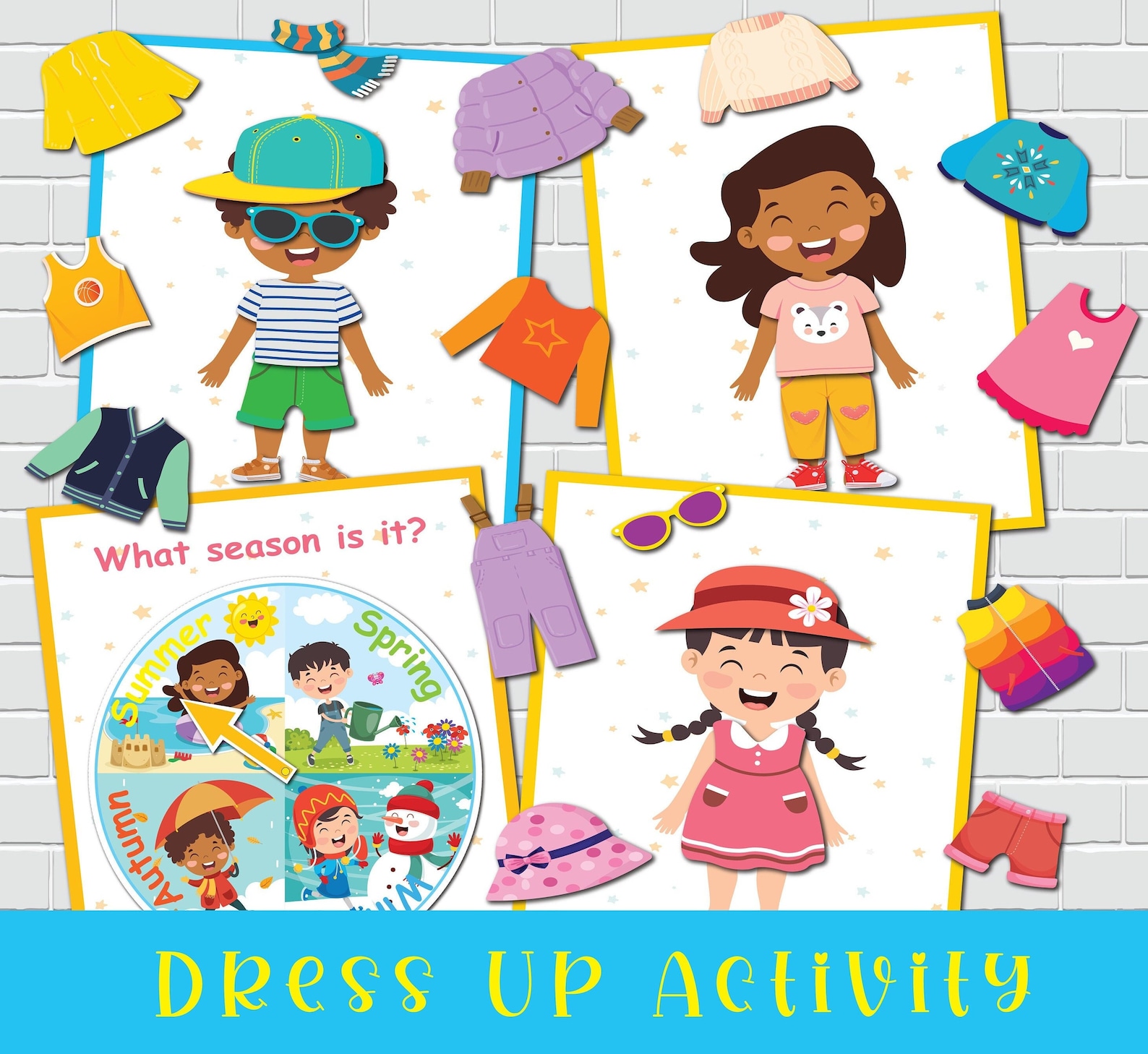 Dress up Printable Activity Four Seasons File Folder Games Toddler ...