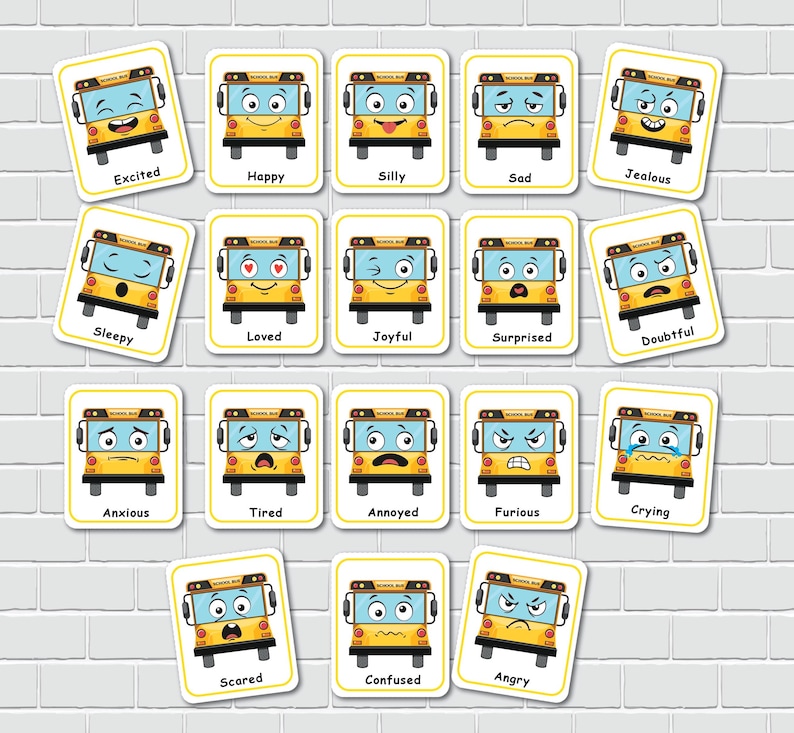 School Bus Emotions Activity for Kids, Preschool Feelings Printables ...