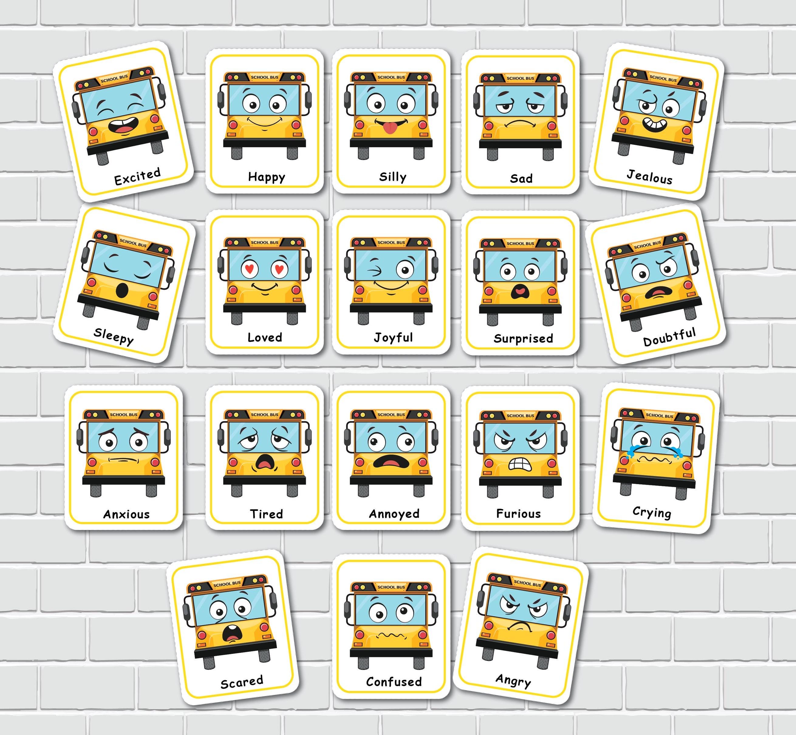 School Bus Emotions Activity for Kids, Preschool Feelings Printables ...