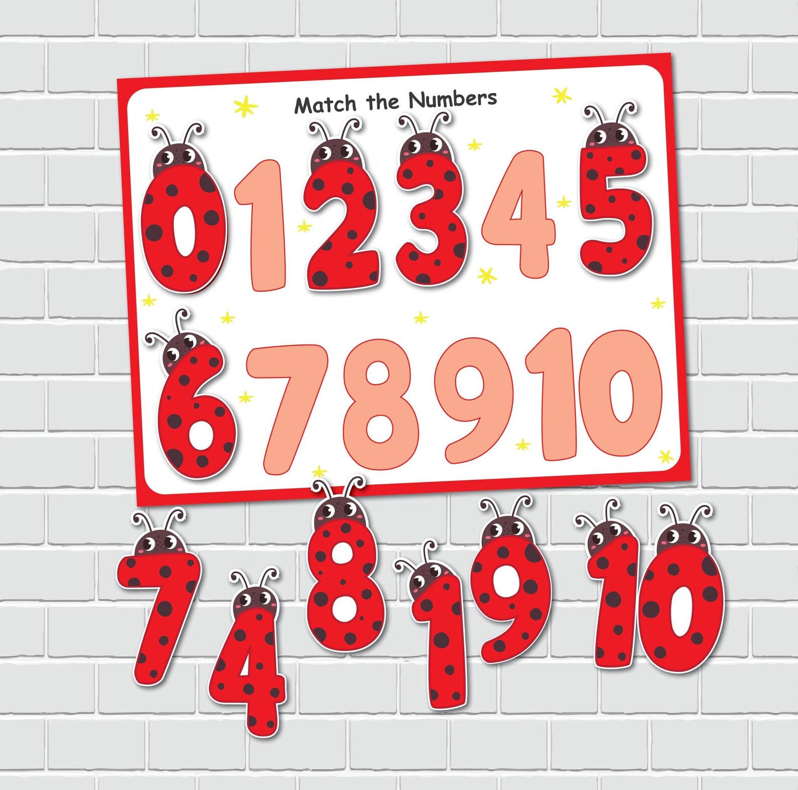 Ladybug Number Matching Game: Toddler Learning Binder (digital Download ...
