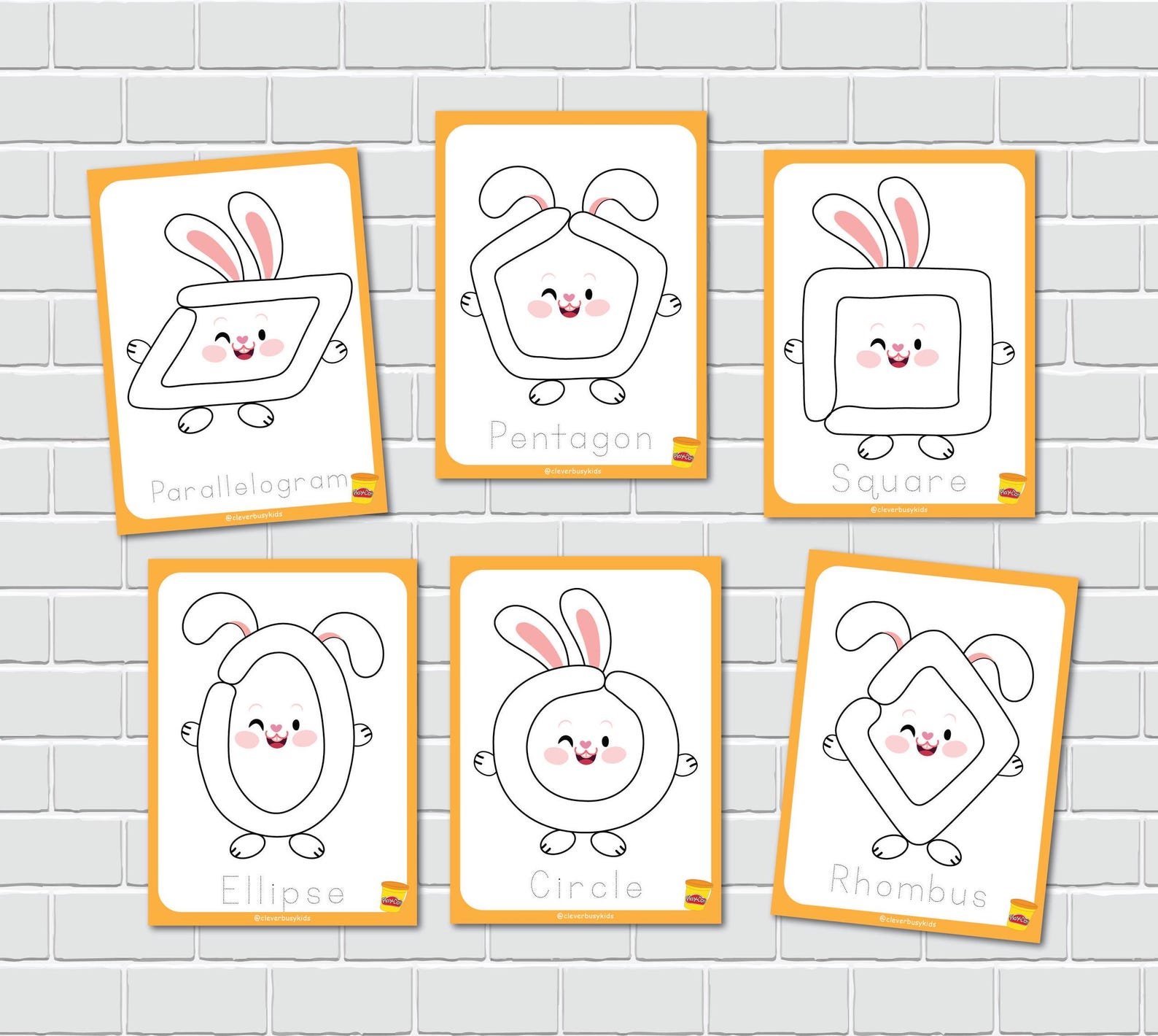 Bunny Shapes Play Dough Mats, Printable Play Doh, Toddler Quiet Time ...