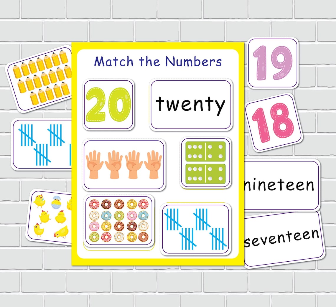 Matching Numbers 1-20 Activity. Counting Game, Preschool Math, Number ...