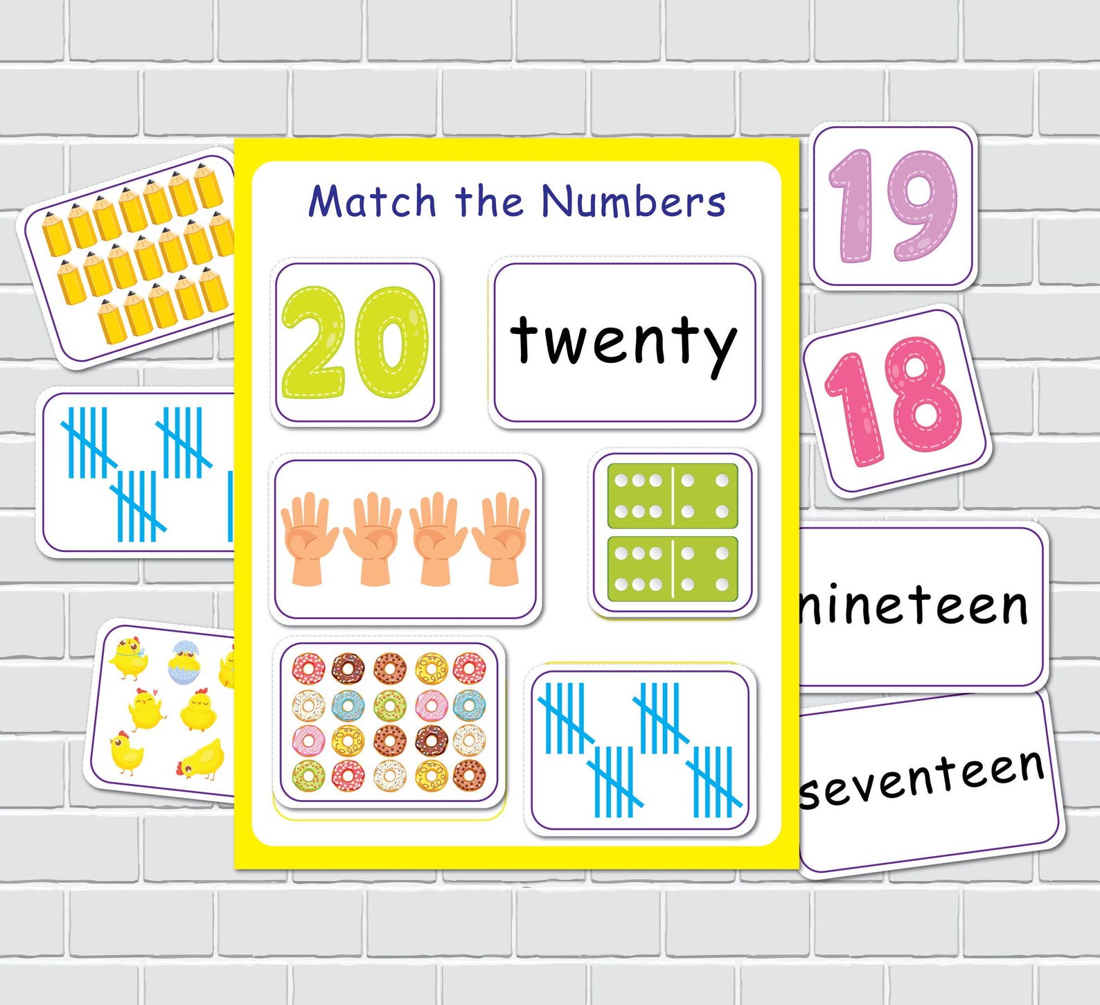 Matching Numbers 1-20 Activity. Counting Game, Preschool Math, Number ...
