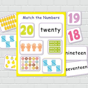 Matching Numbers 1-20 Activity. Counting Game, Preschool Math, Number ...