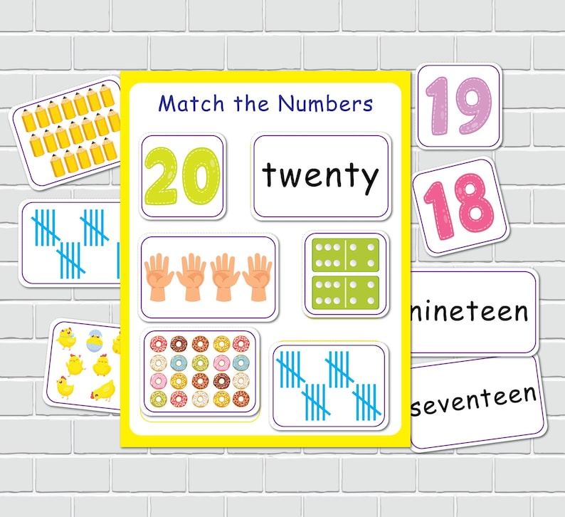 Matching Numbers 1-20 Activity. Counting Game, Preschool Math, Number ...