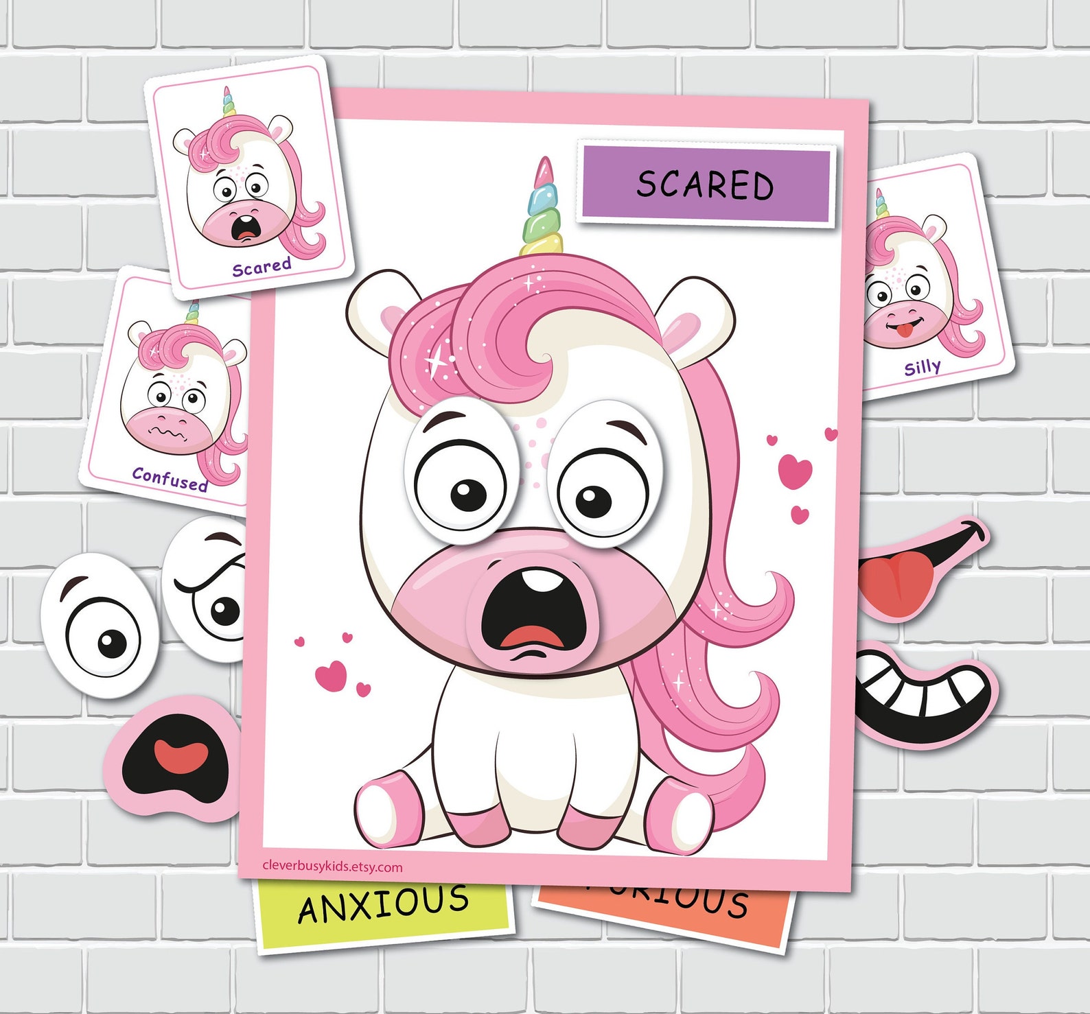 Emotions and Feelings Matching Game, Unicorn Theme Activity for Kids ...