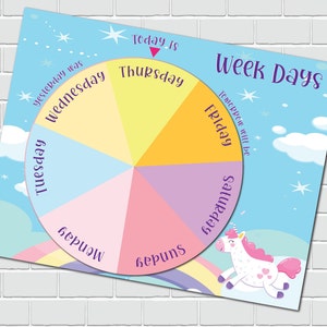 Kids Perpetual Calendar, Unicorn Theme Wall Calendar, Printable ...