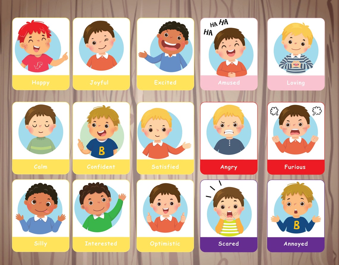 Emotion Flashcards Kids Feelings Flash Cards Montessori - Etsy