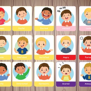 Emotion Flashcards, Kids Feelings Flash Cards, Montessori Printable ...