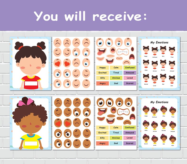 Girls Emotions Activity Kids Feelings Matching Game - Etsy