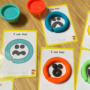 Emotions Play Doh Mats Activity, Printable Play Dough, Montessori Play ...