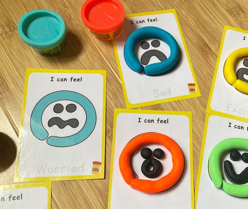 Emotions Play Doh Mats Activity, Printable Play Dough, Montessori Play ...
