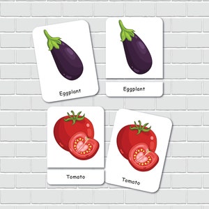 Vegetables Three Part Cards, Montessori Flashcards, Homeschool ...