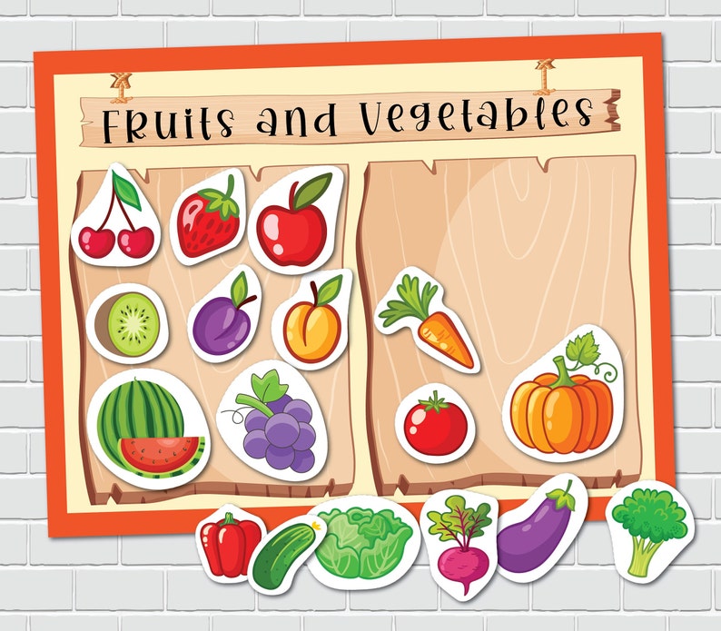 Fruits and Vegetables Sorting Printable Activity. Farm Busy Book Page ...