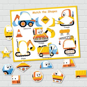 Trucks Shapes Activity for Kids, 2D Shapes Centers, Toddler Busy Book ...