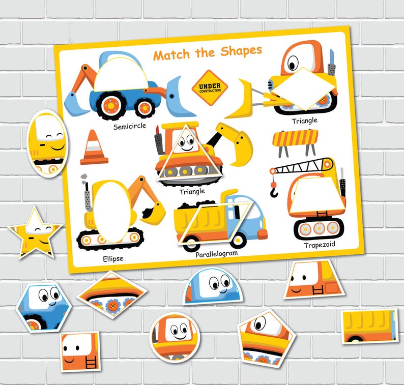 Truck Shapes Activity, 2D Shapes, Preschool Learning Binder (digital ...